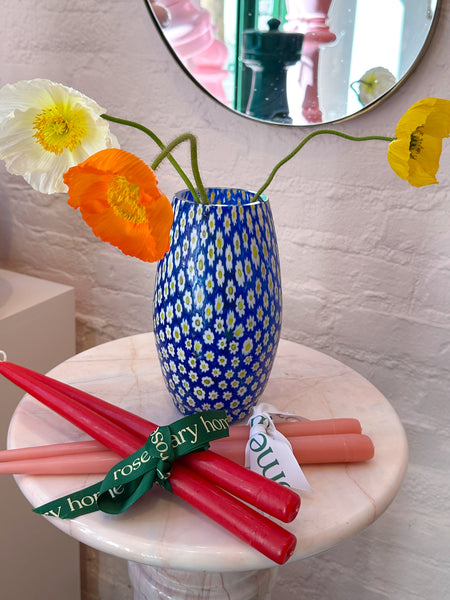 Lapis Blue Daisy Millefiori Vase – Rosemary Home