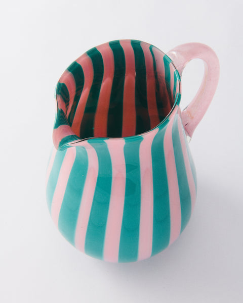 Pink & Green Candy Stripe Murano Glass Pitcher – Rosemary Home